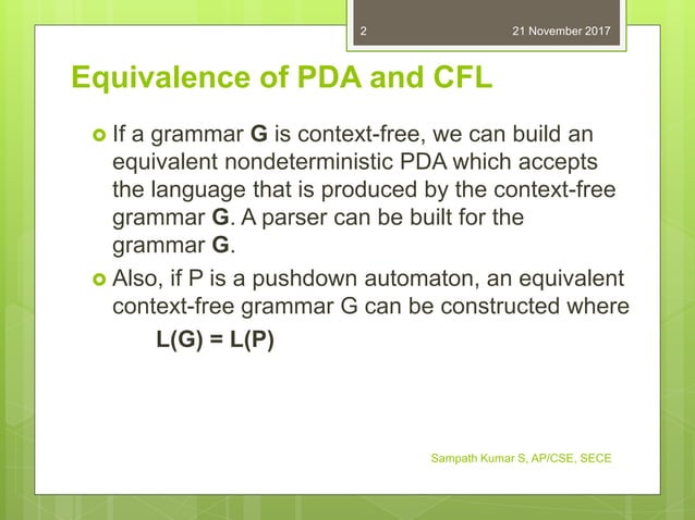 3.5 equivalence of pushdown automata and cfl | PPTX | Computing | Technology & Computing