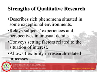 3.2 strengths and weaknesses of qualitative research | PPTX