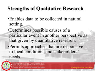 3.2 strengths and weaknesses of qualitative research | PPTX