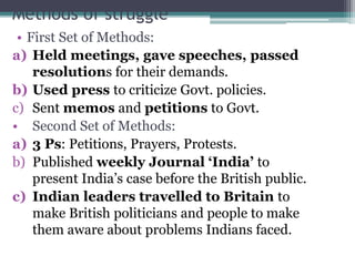 First Phase of Indian National Movement (Objectives & Methods of ...
