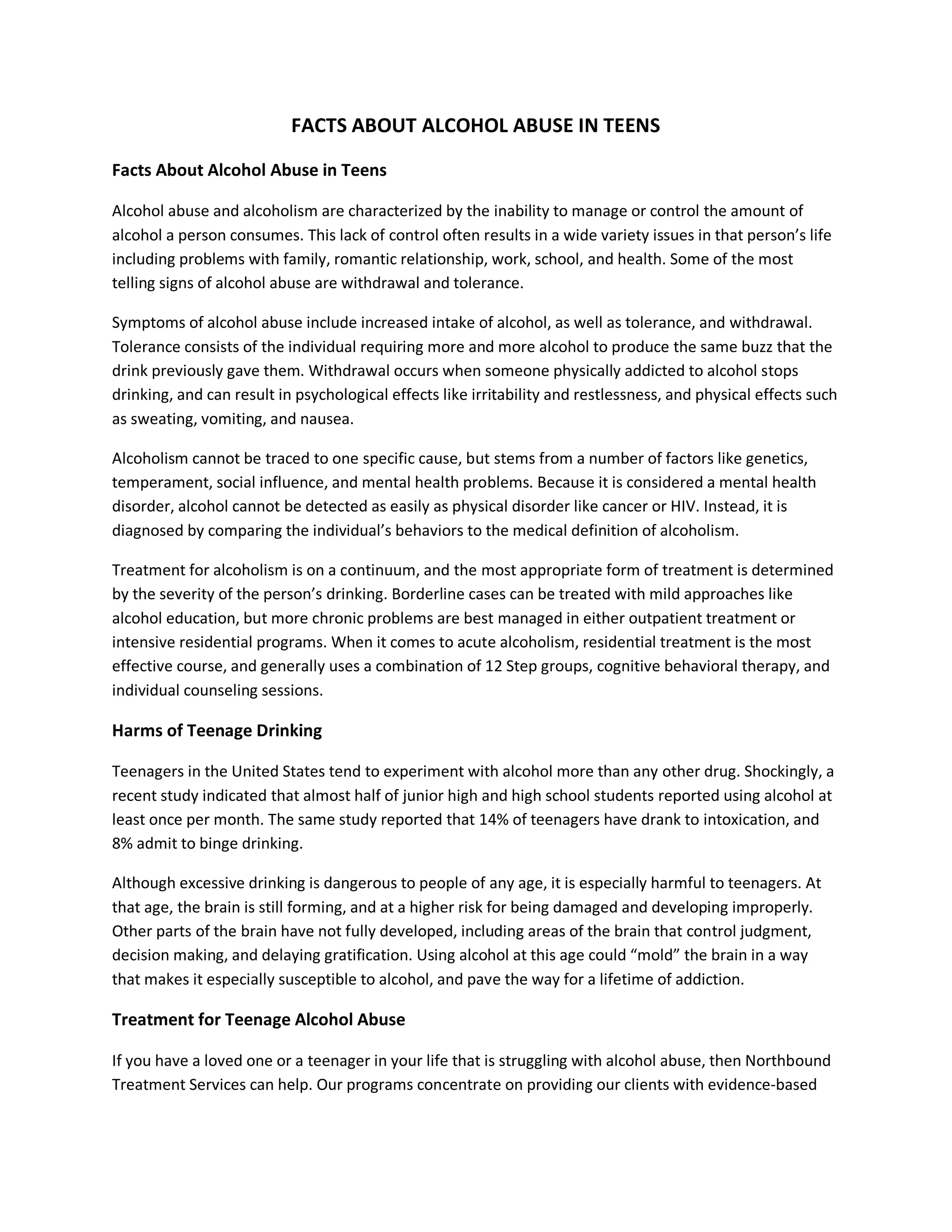 3.facts about alcohol abuse in teens | PDF