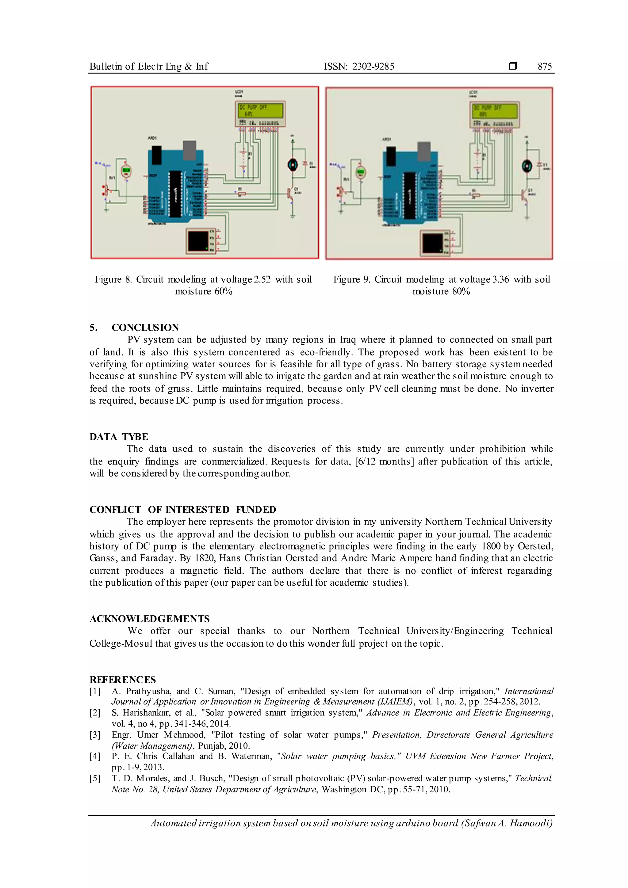 Automated irrigation system based on soil moisture using arduino board ...
