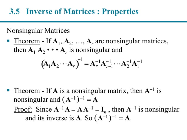 Chapter 3: Linear Systems and Matrices - Part 2/Slides | PPT