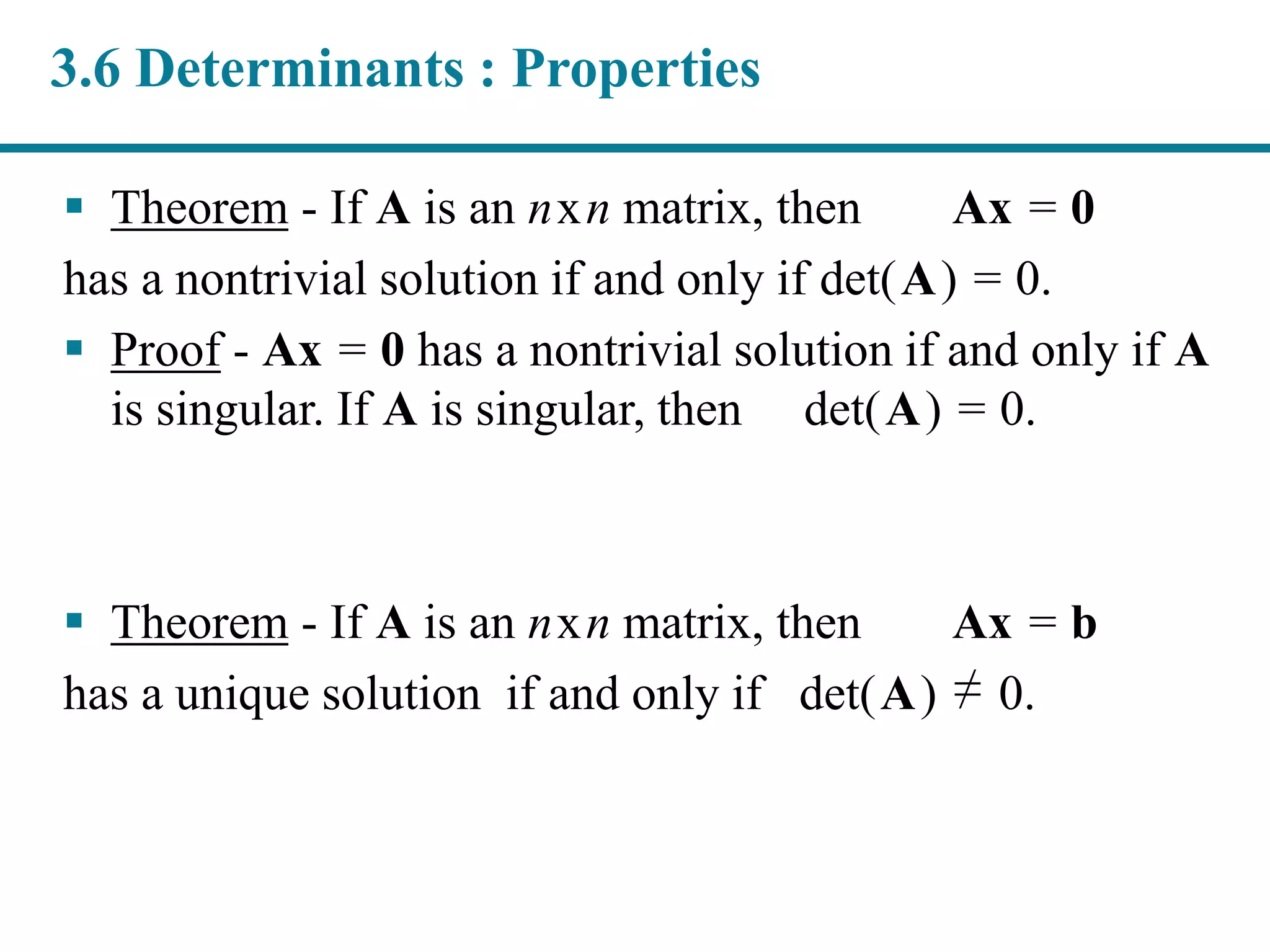 Chapter 3: Linear Systems and Matrices - Part 3/Slides | PDF