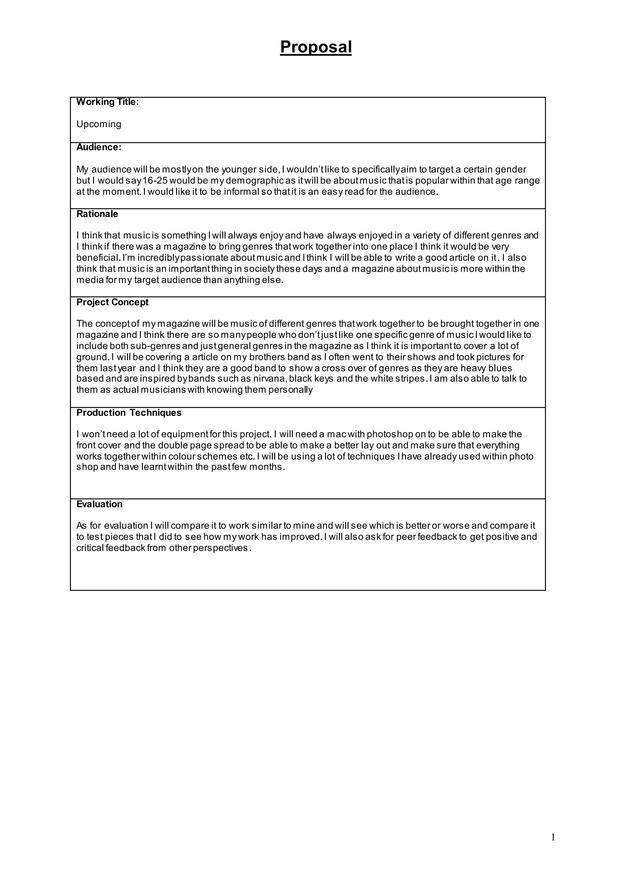 Print proposal | DOCX | Music | Entertainment