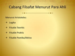 cabang cabang filsafat (struktur filsafat) | PPTX