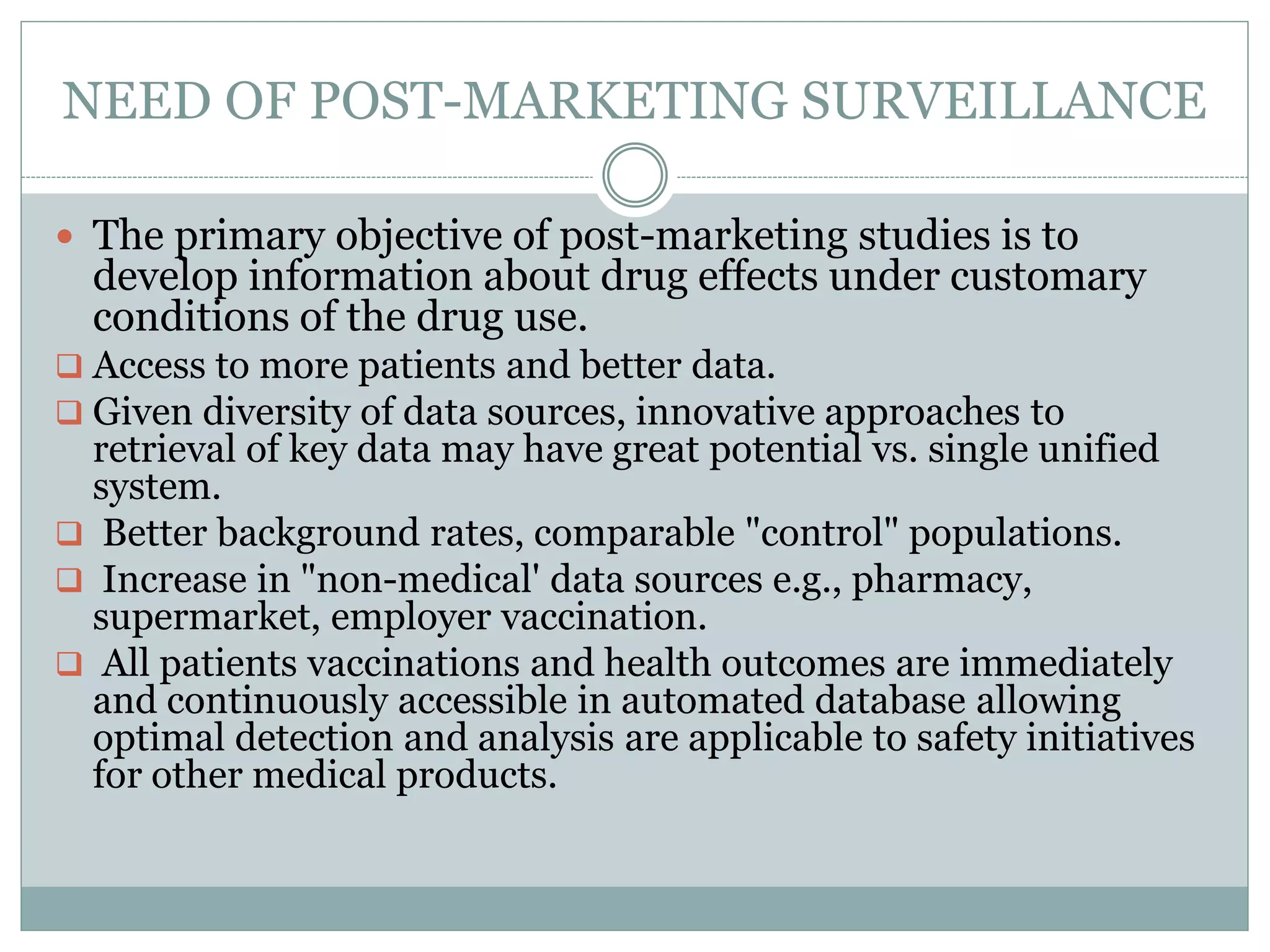 Post marketing surveilance | PPTX | Pharmaceutical Industry | Industries