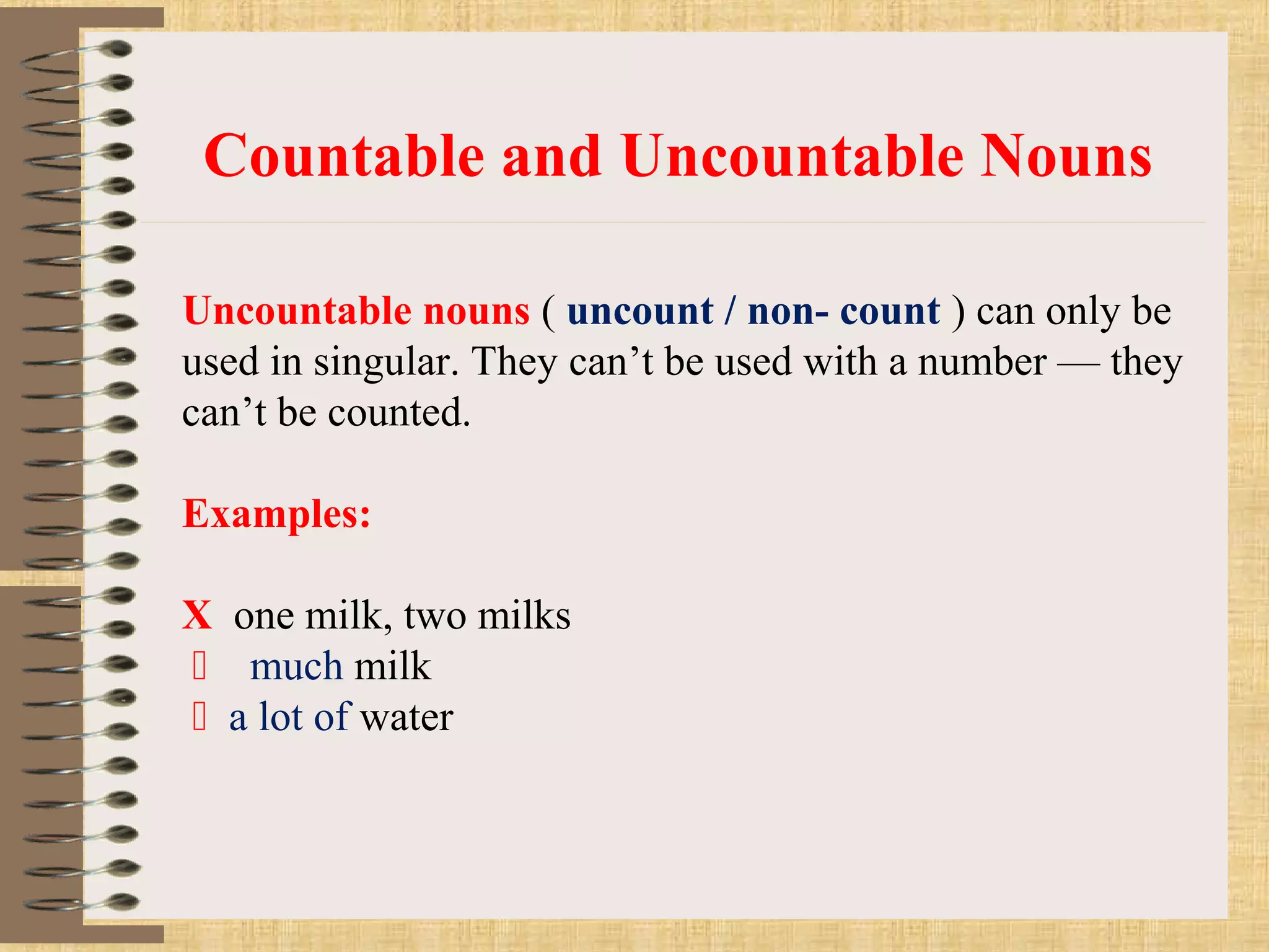 Countable and Uncountable Nouns | PPT