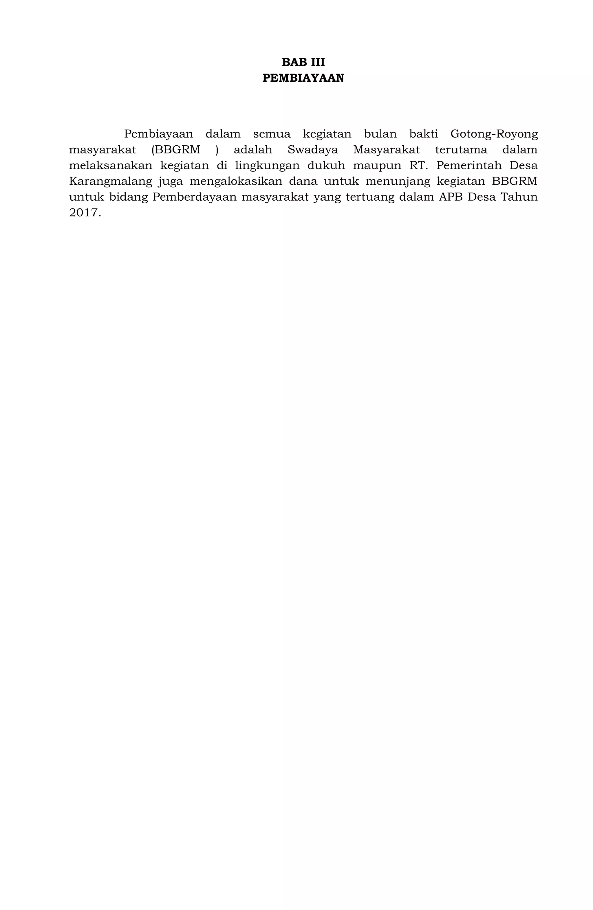 LAPORAN PELAKSANAAN BBGRM TAHUN 2017 | PDF