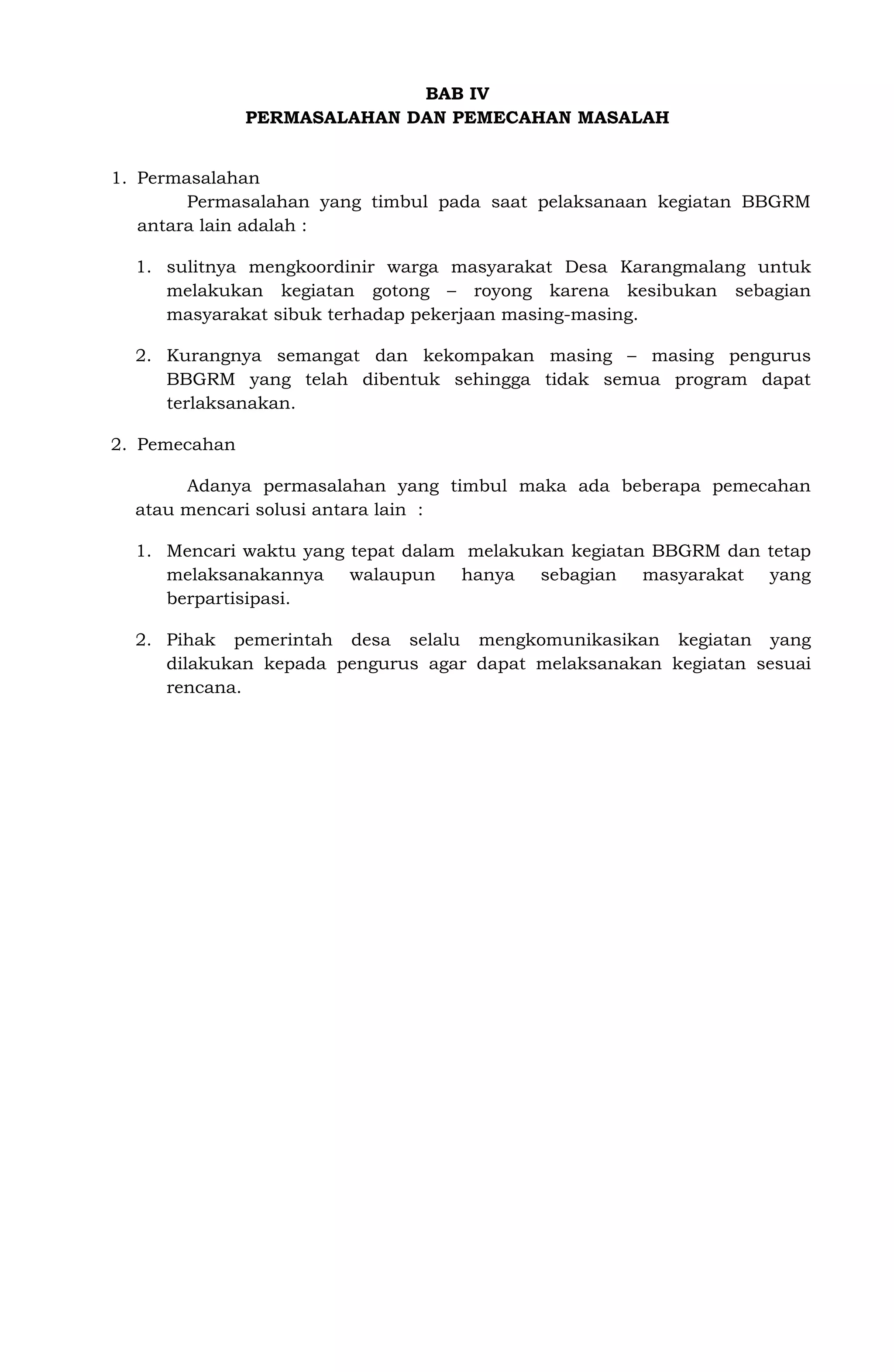 LAPORAN PELAKSANAAN BBGRM TAHUN 2017 | PDF