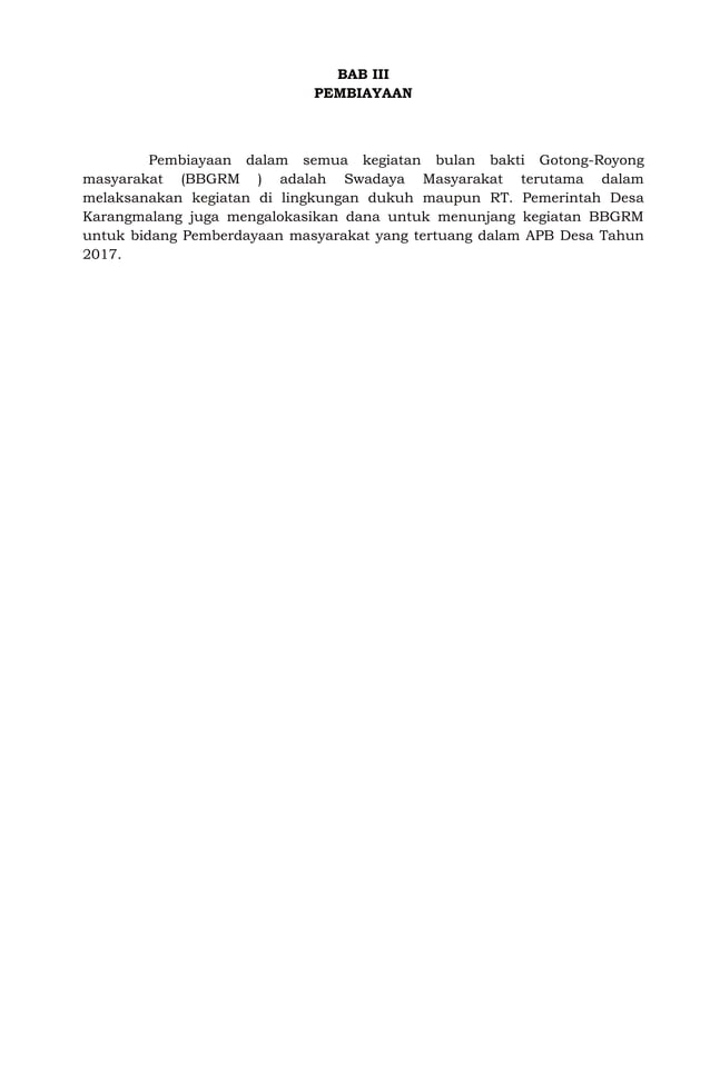 LAPORAN PELAKSANAAN BBGRM TAHUN 2017 | PDF