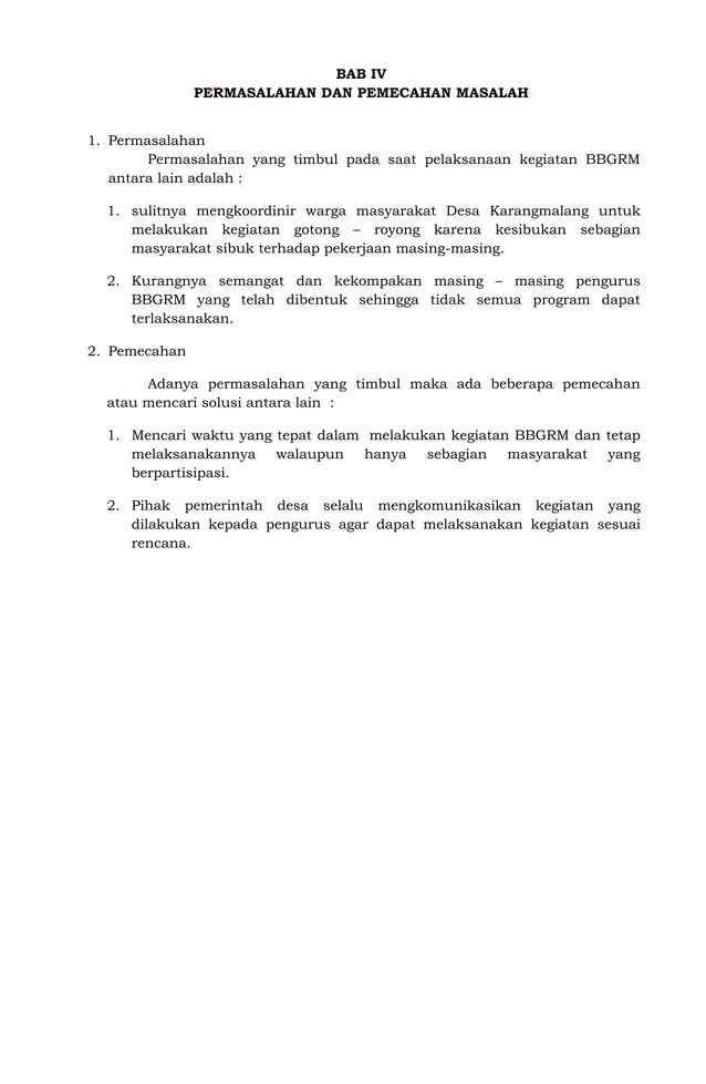 LAPORAN PELAKSANAAN BBGRM TAHUN 2017 | PDF