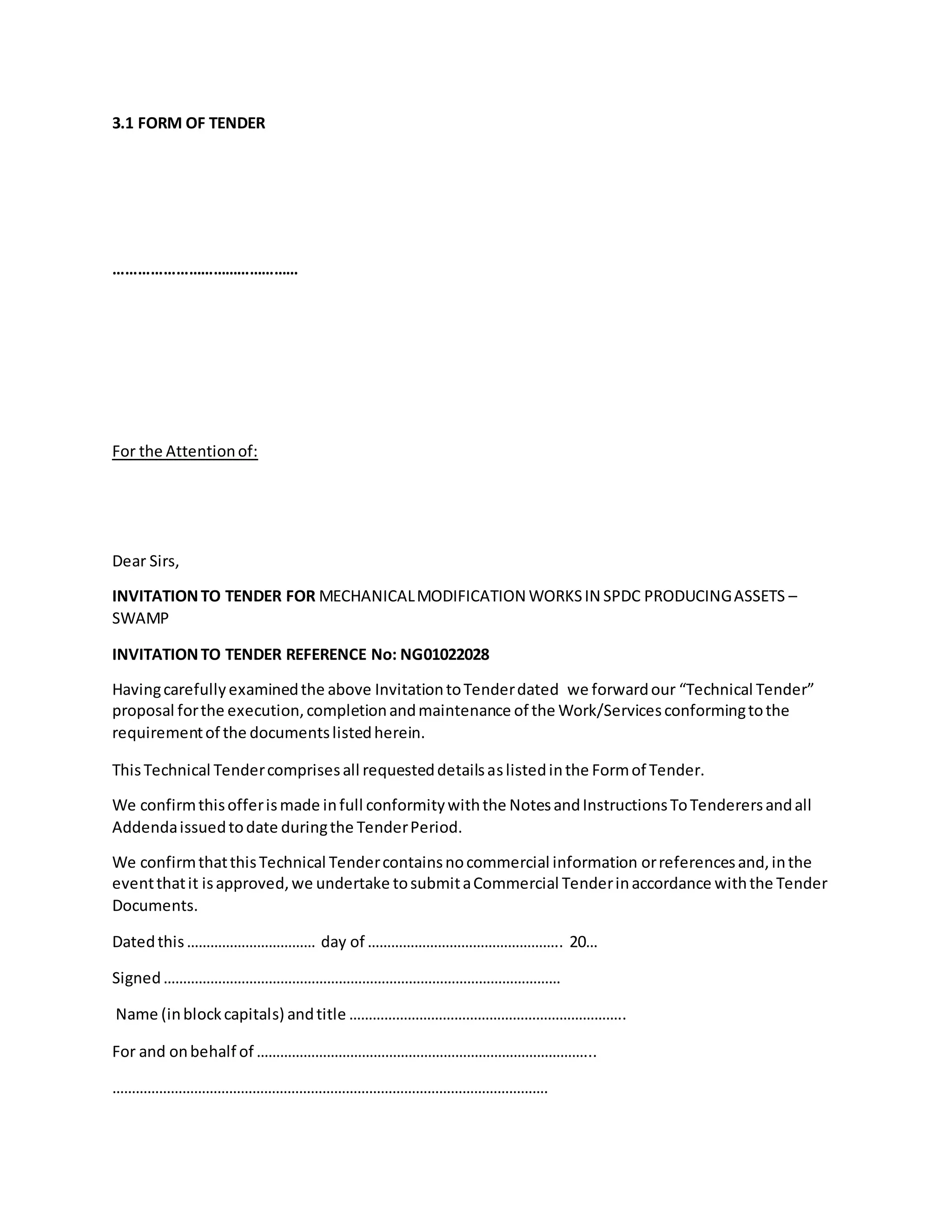 3.1 form of tender | DOCX