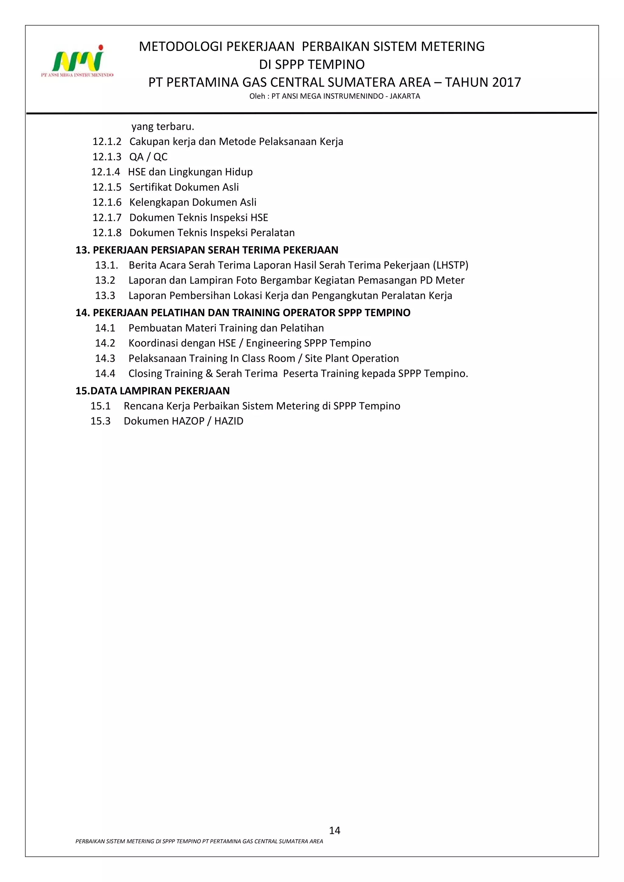 Metodologi Kerja SPPP Tempino | PDF