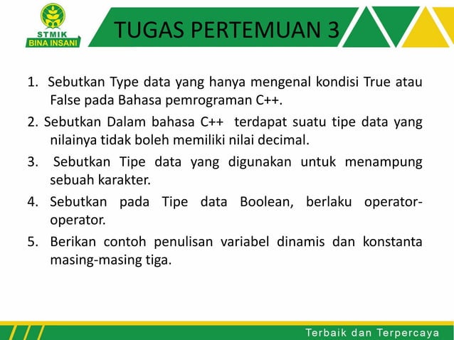 Pertemuan 3 Tipe Data | PPT