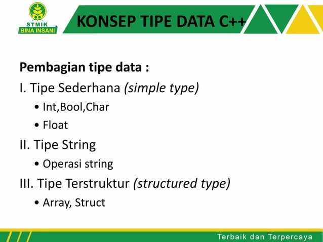 Pertemuan 3 Tipe Data | PPT