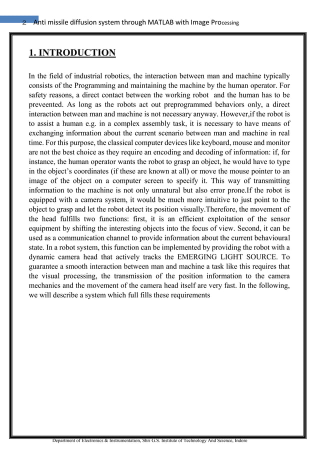 Anti Missile Diffusion System Through Matlab With Image Processing Pdf