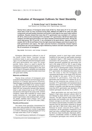SEED STORABILITY IN HORSEGRAM | PDF