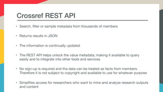 The Reach of Crossref metadata - Crossref LIVE South Africa | PPT