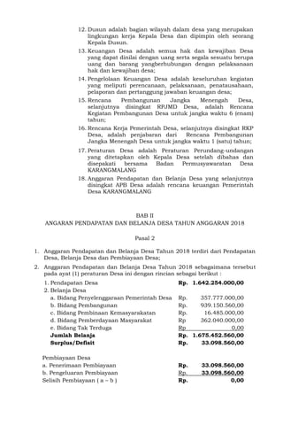 APBDES Murni 2018 | PDF