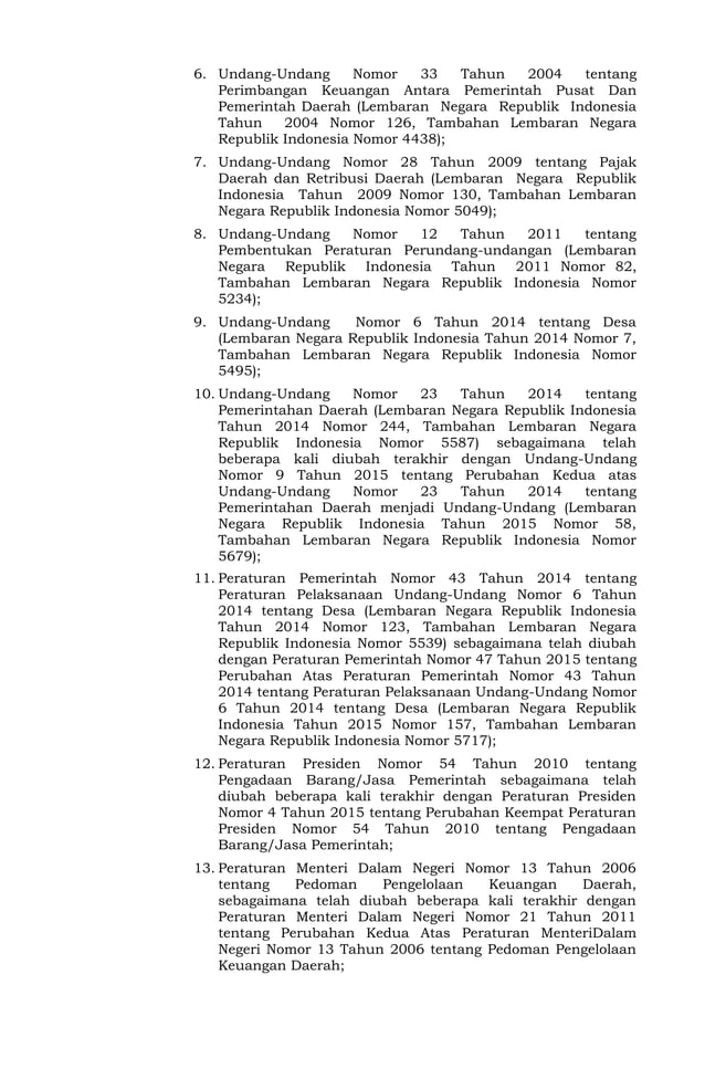 PERKADES TENTANG PERUBAHAN RINCIAN APBDES 2018 | PDF