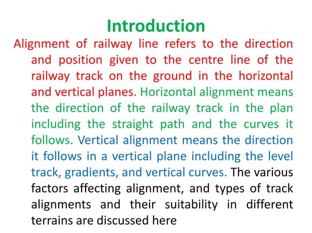 3.alignment of railway lines | PPTX | Rail Travel | Travel Type