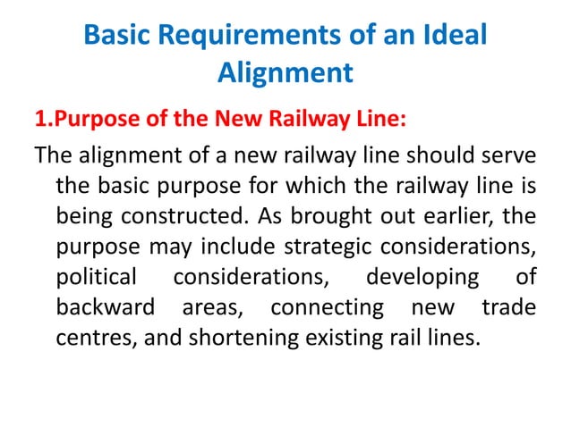 3.alignment of railway lines | PPTX | Rail Travel | Travel Type