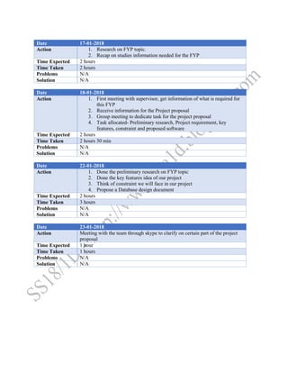 CC - Project Work Diary | PDF