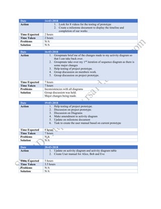 CC - Project Work Diary | PDF