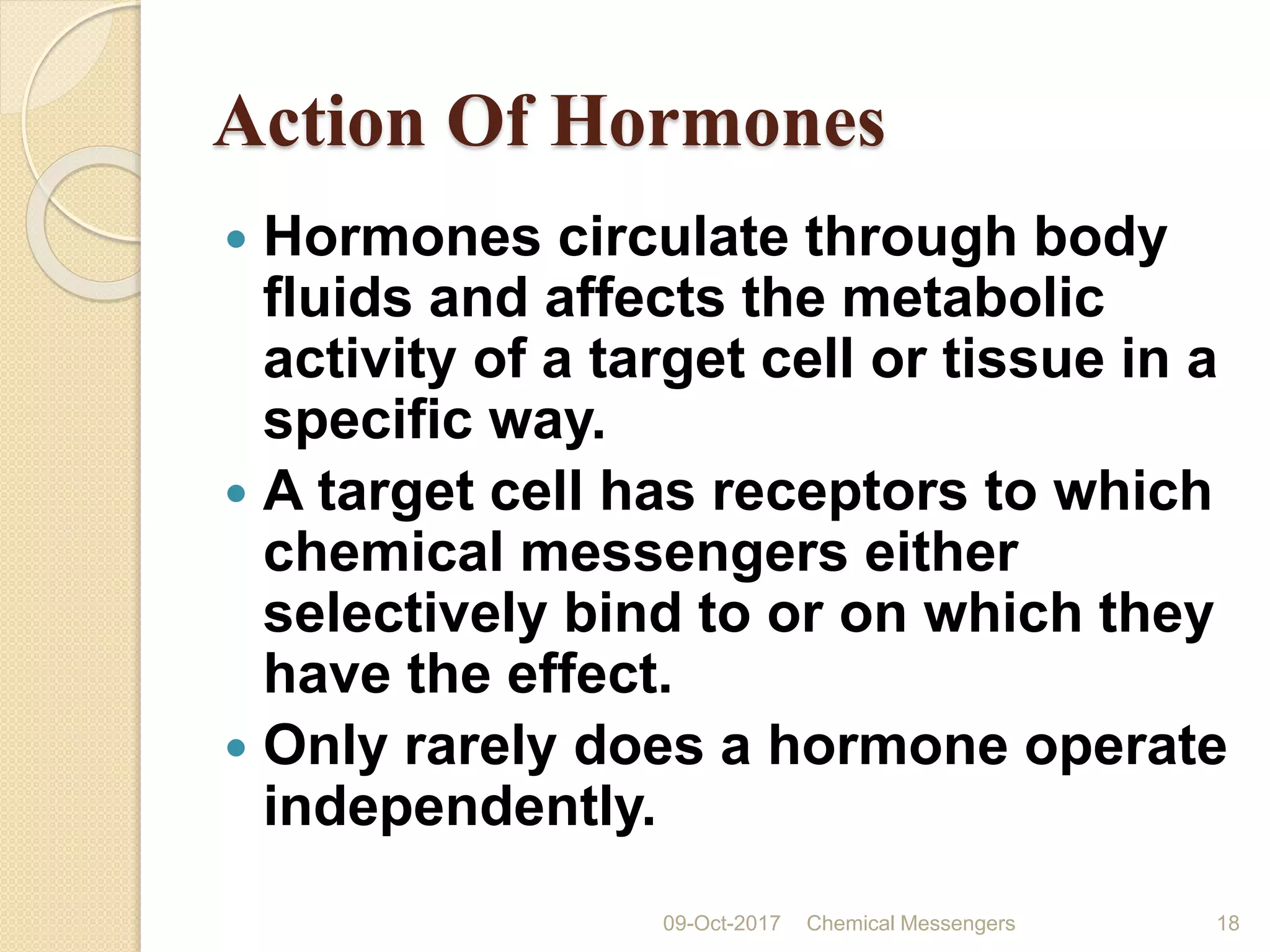 Chemical messengers, Biochemistry of Hormones & their Feedback ...