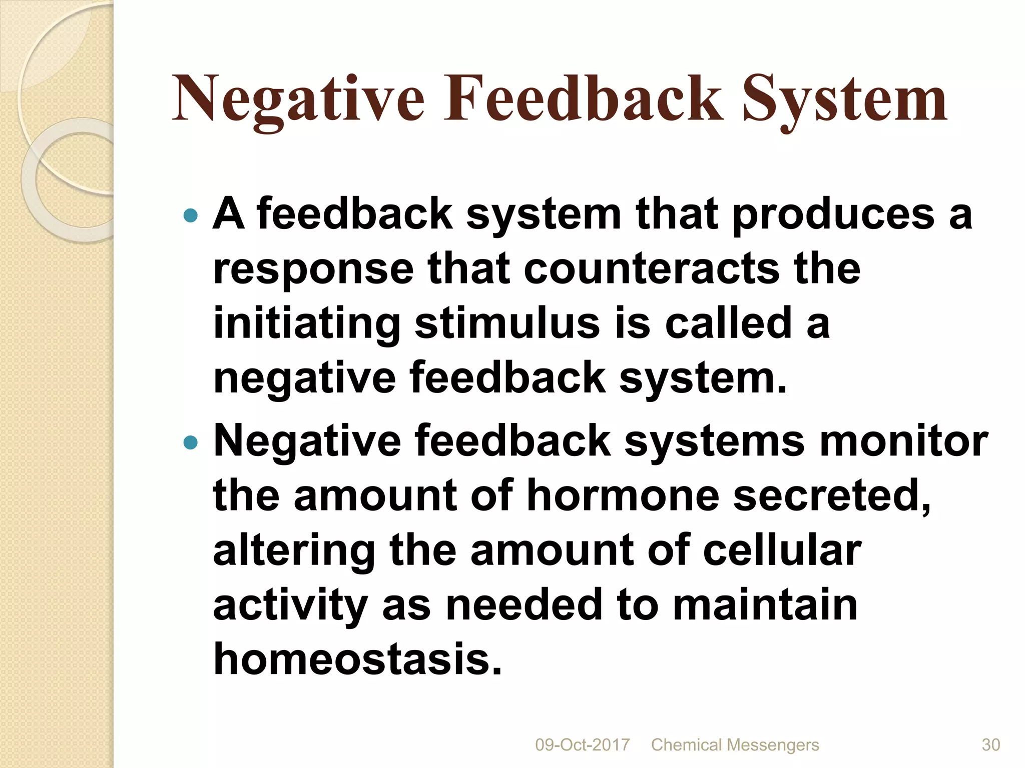 Chemical messengers, Biochemistry of Hormones & their Feedback ...