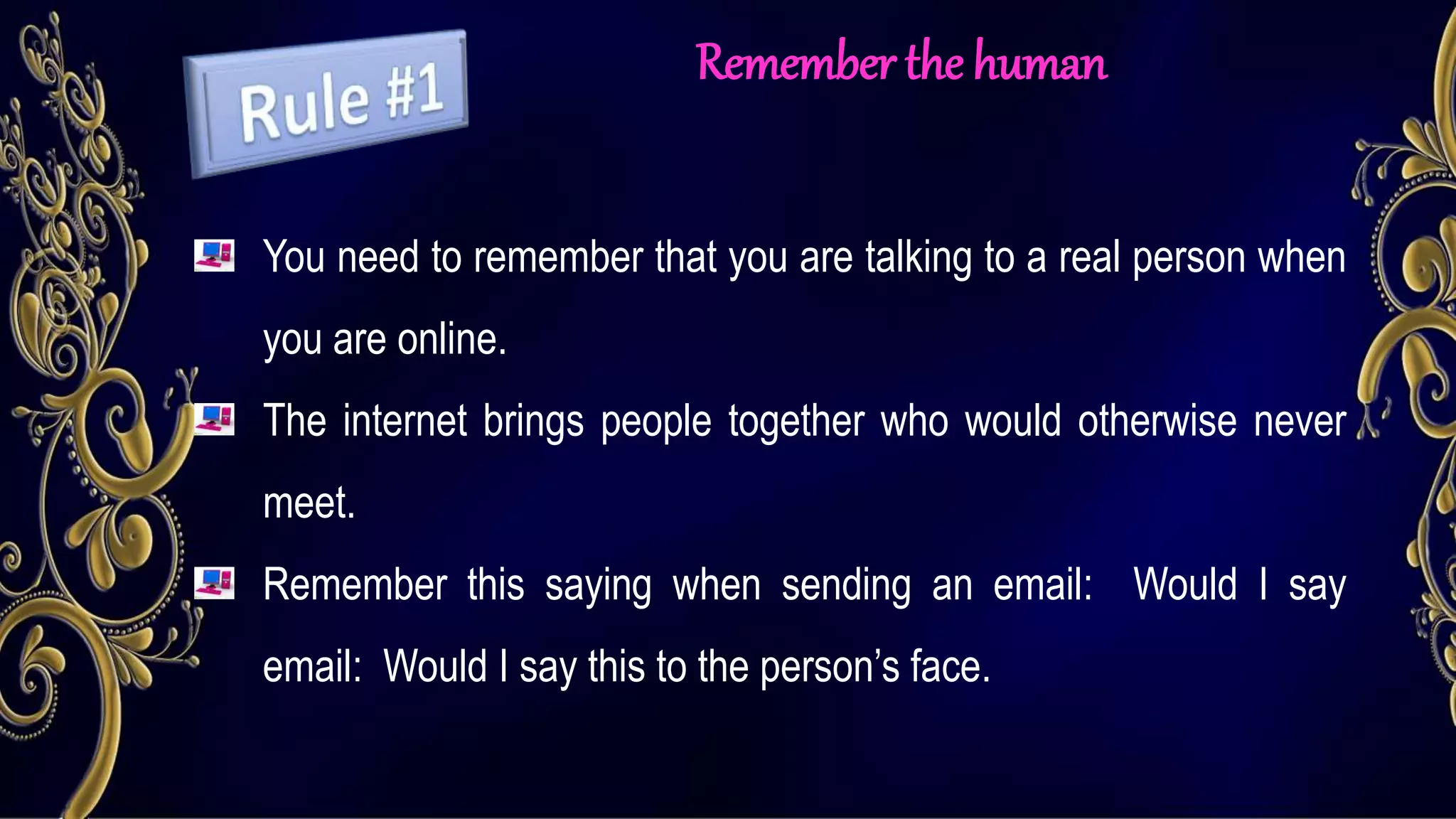 Rules of Netiquette | PPTX | Internet for Beginners | Internet