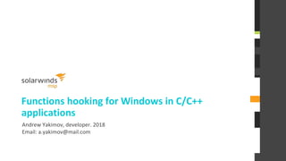 Перехват функций (хуки) под Windows в приложениях с помощью C/C++ | PPT