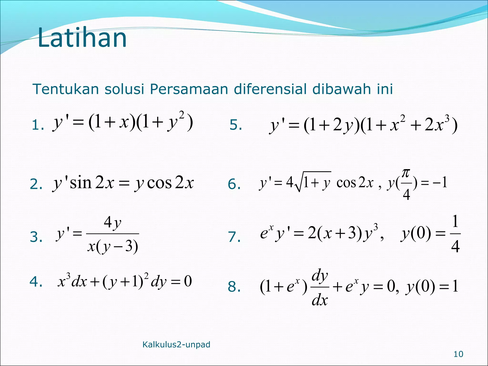 Persamaan Diferensial Biasa ( Kalkulus 2 ) | PPS