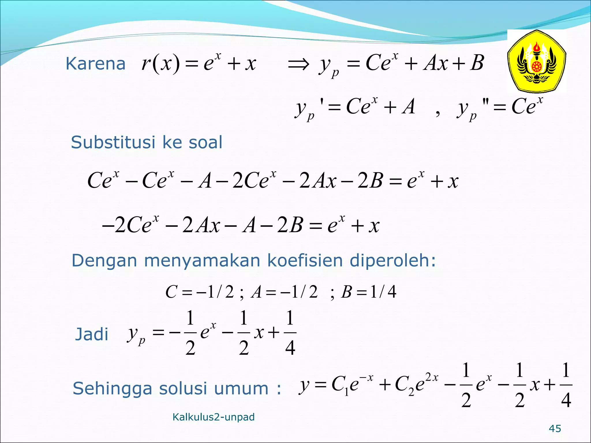 Persamaan Diferensial Biasa ( Kalkulus 2 ) | PPS