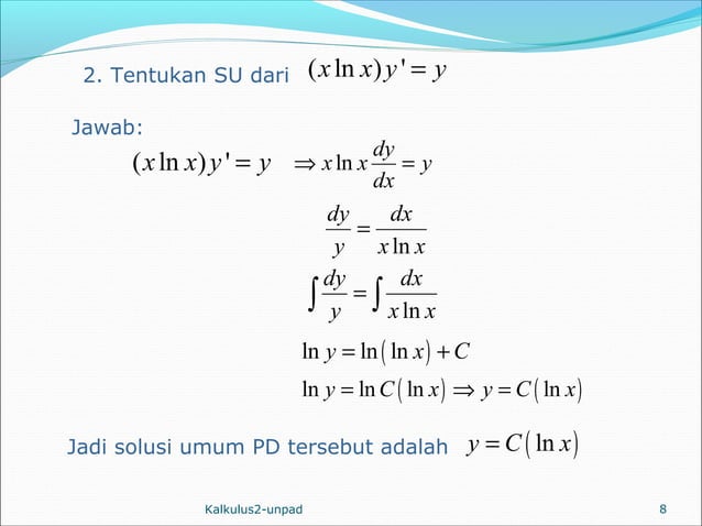 Persamaan Diferensial Biasa ( Kalkulus 2 ) | PPS