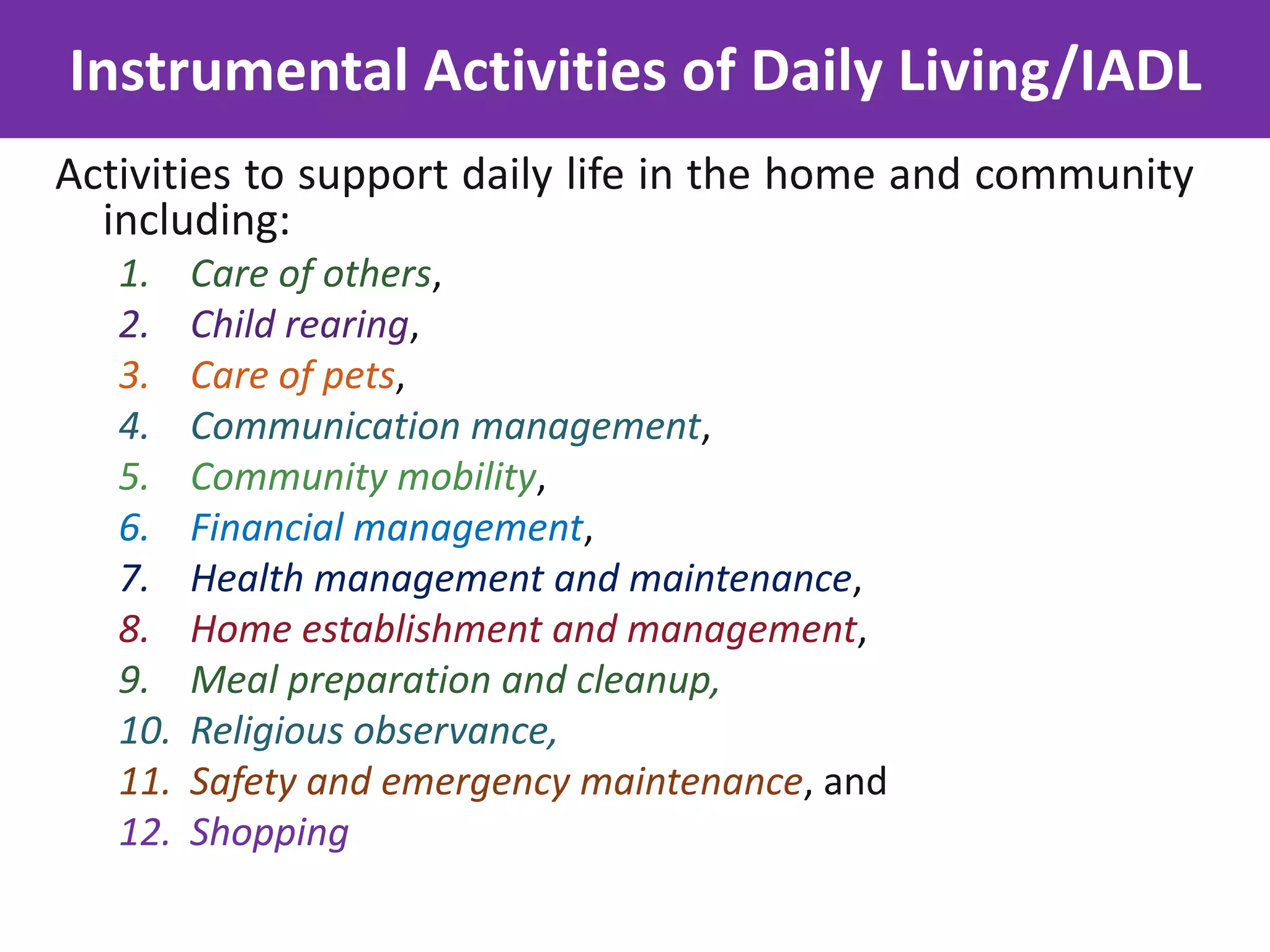 Instrumental Activities of Daily Living | PPTX