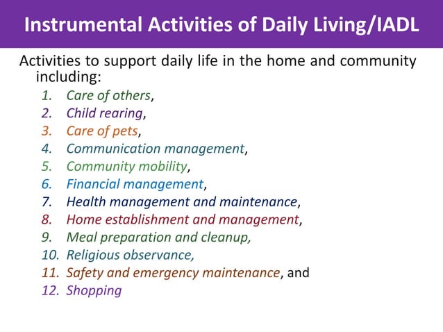 Instrumental Activities of Daily Living | PPTX