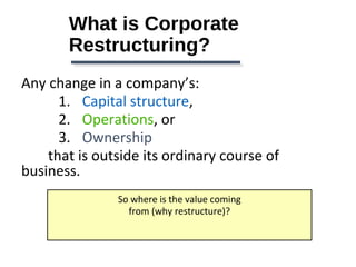 Corporate restructuring | PPT | Mergers and Acquisitions | Business ...
