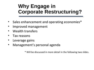 Corporate restructuring | PPT | Mergers and Acquisitions | Business ...