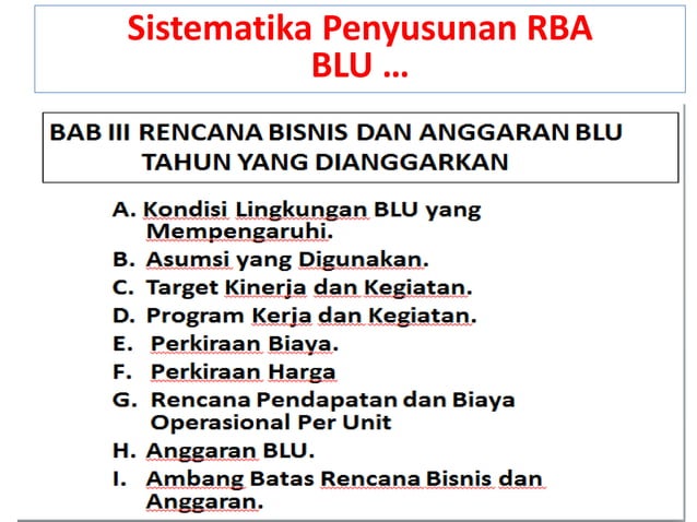 Sistematika Penyusunan RBA BLU-BLUD_ Materi Workshop "Penyusunan RENCANA BISNIS & ANGGARAN BLU ...