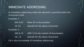 3. 8085 addressing modes | PPTX | Programming Languages | Computing