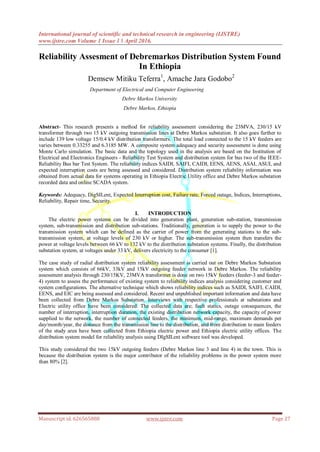 Reliability Assesment of Debremarkos Distribution System Found In Ethiopia | PDF | Gas and ...
