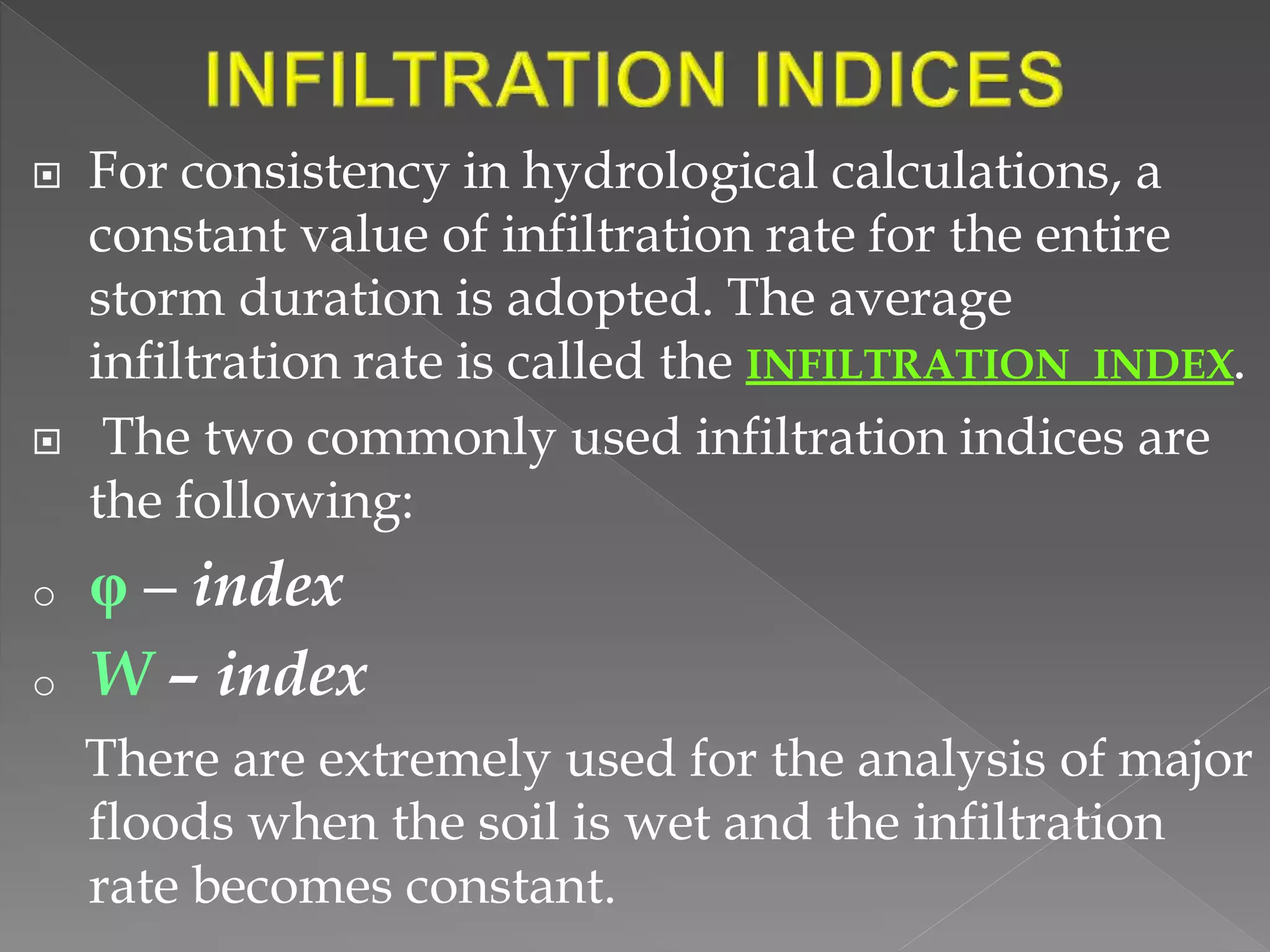 Infiltration equations and index | PPTX