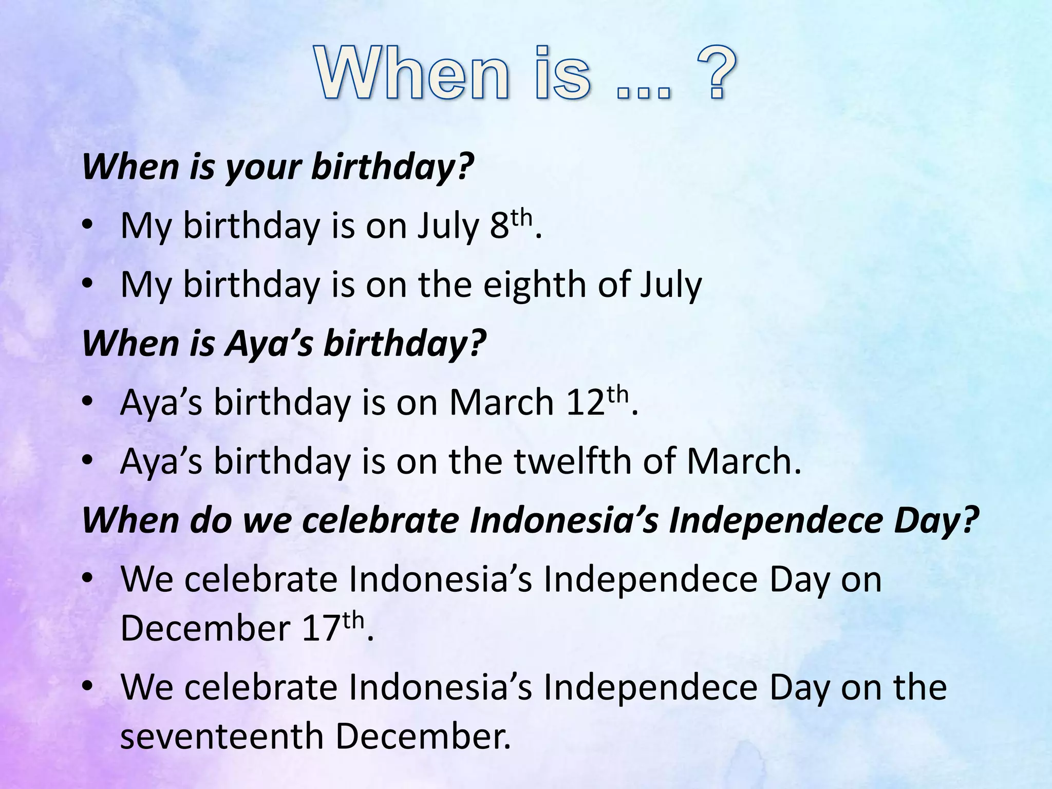 Dates in English (Days & Months) | PPTX