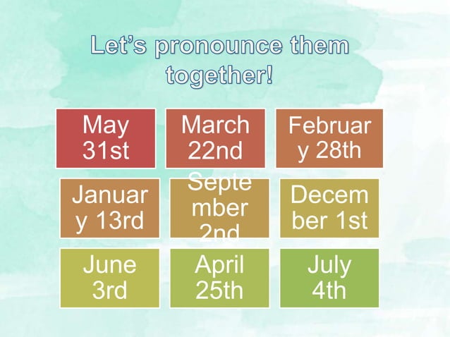 Dates in English (Days & Months) | PPTX | National & Civic Holidays ...