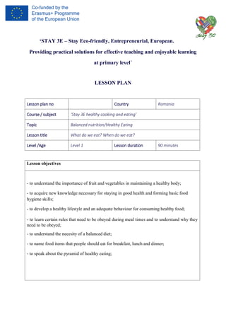 3.Lesson plan-balanced nutrition L1 | PDF