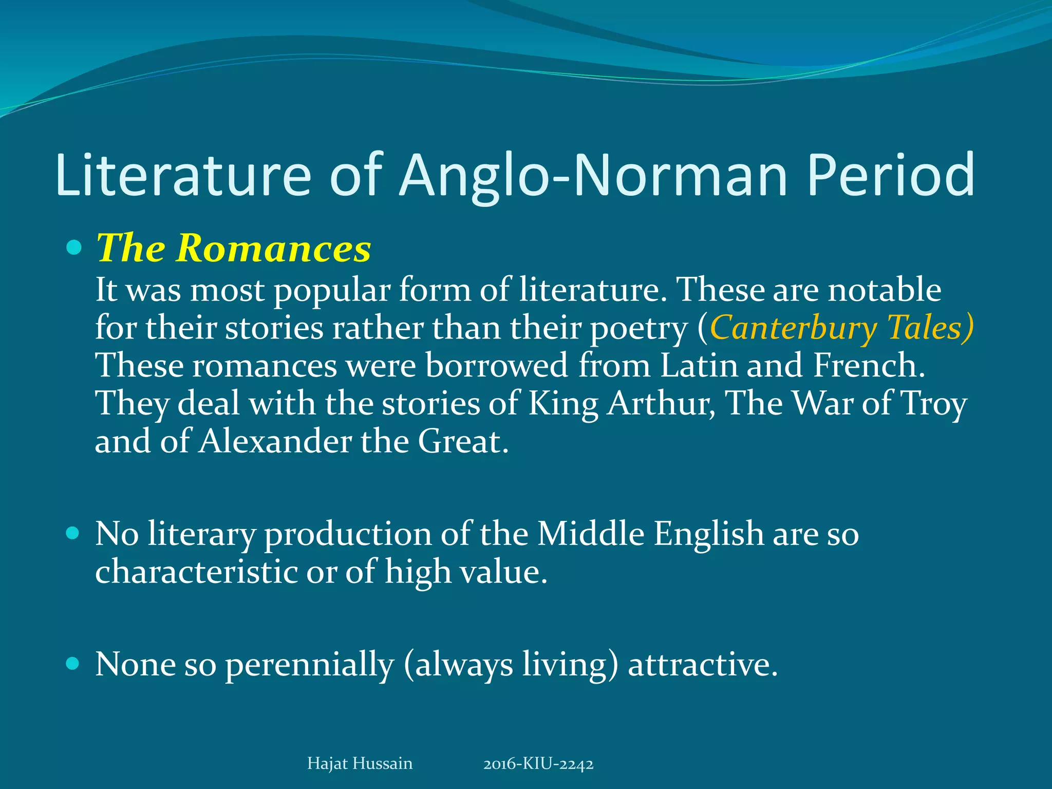 Anglo Norman Period or Middle English | PPTX