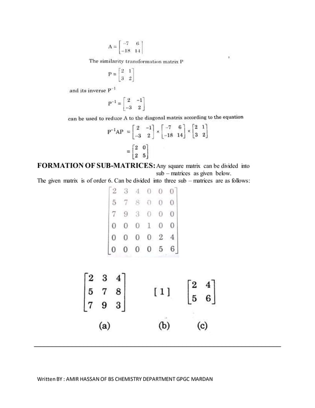 Inverse Of A Matrix Transpose Of Matrix Formation Of Sub Matrices
