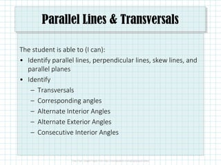 3.2 Parallel Lines and Transversals | PPT